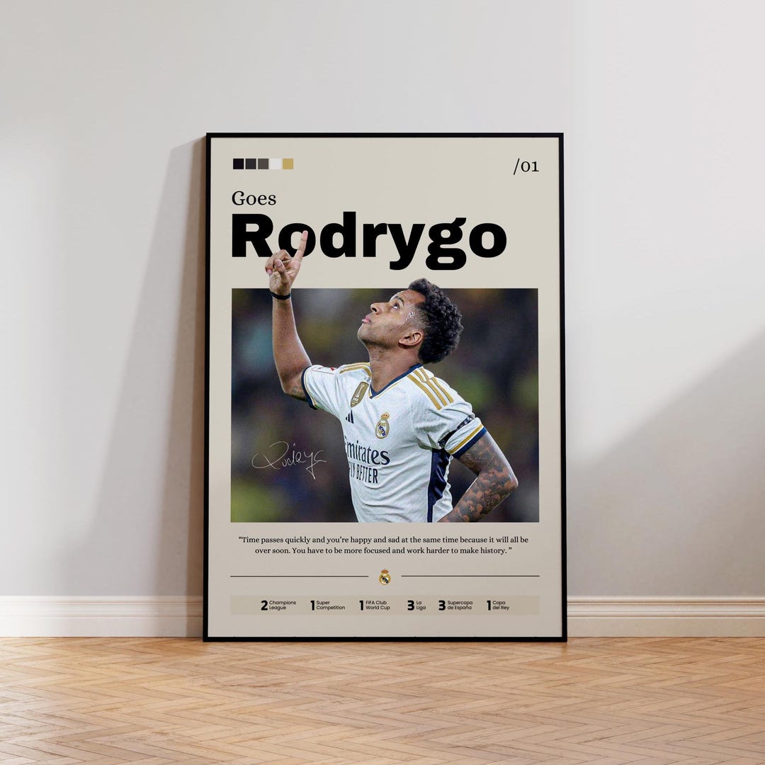 Rodrygo Goes Poster, Soccer Star Print, Football Decor, Sports ...
