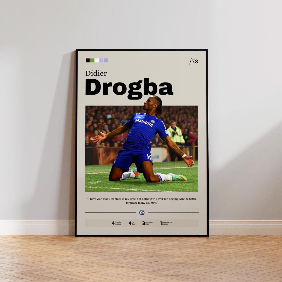 Didier Drogba Poster Art Print, Drogba Wall Decor, Soccer Legend ...