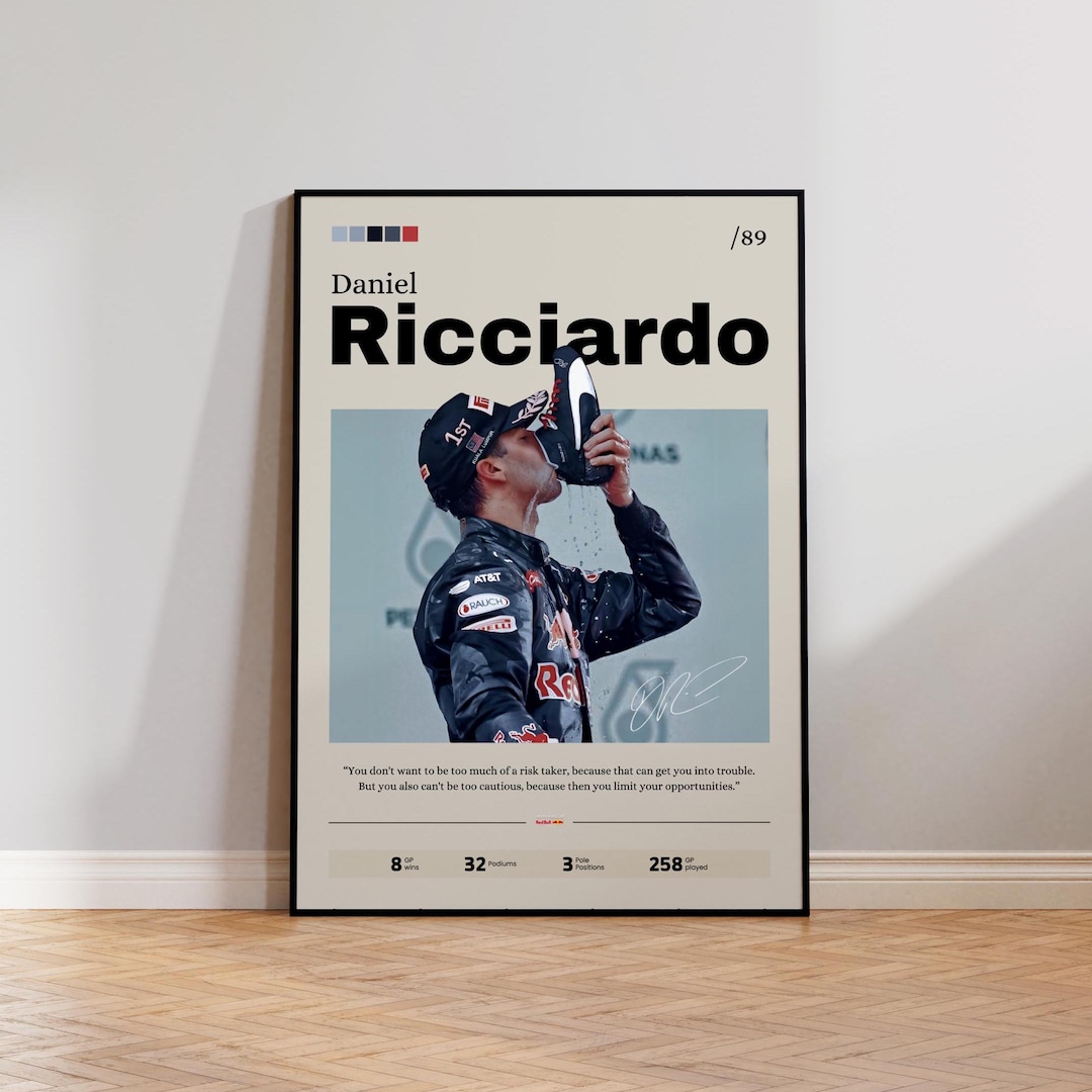 Daniel Ricciardo Poster, Formula 1 Wall Art, F1 Racing Print ...