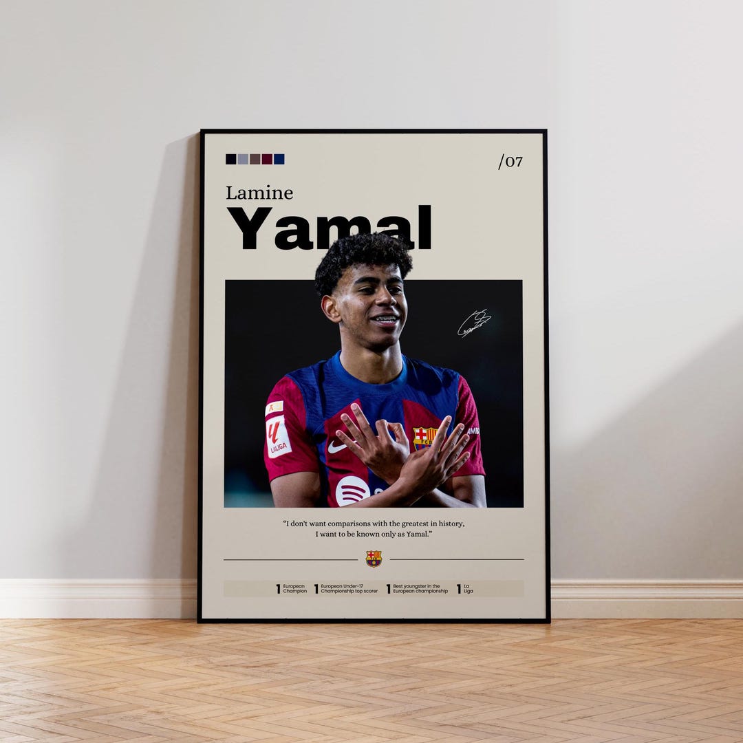 Lamine Yamal Poster Wall Art, Lamine Yamal Soccer Print, Sports Decor ...