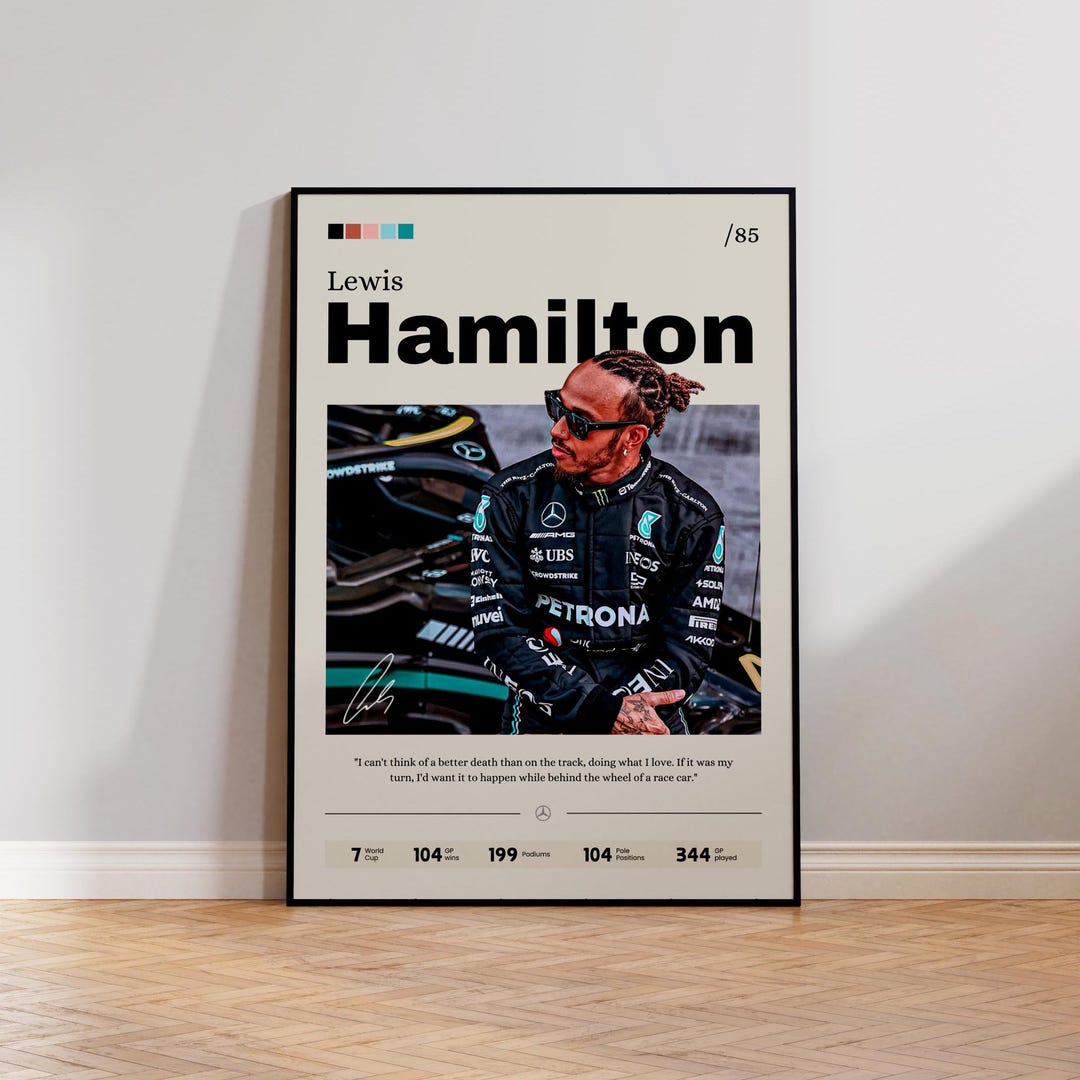 Lewis Hamilton Poster, Formula 1 Wall Art, F1 Racing Print, Motorsport ...