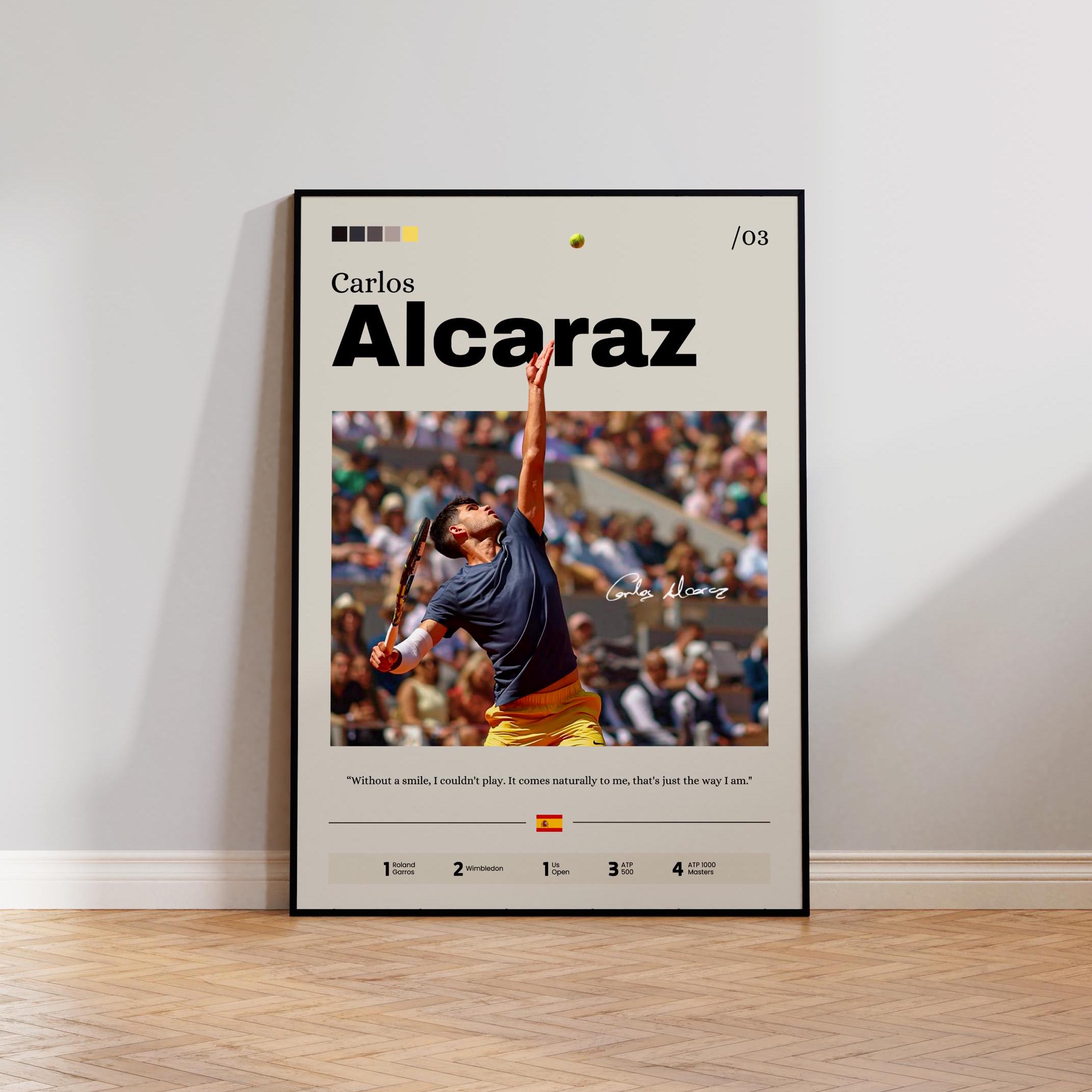 Carlos Alcaraz Poster, Tennis Print, Alcaraz Print Decor, Tennis Star ...