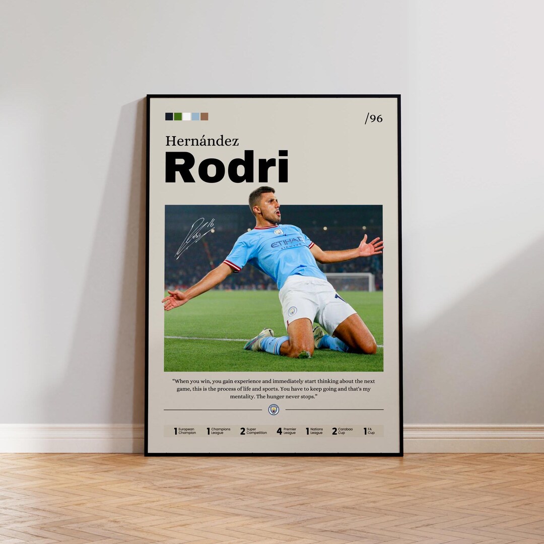 Rodri Poster, Soccer Star Print, Football Decor, Sports Illustration ...