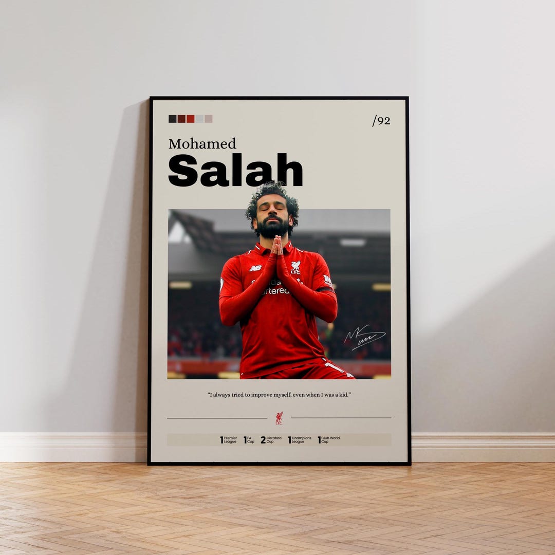 Salah Poster, Mo Salah Wall Art, Liverpool Print, Soccer Decor ...