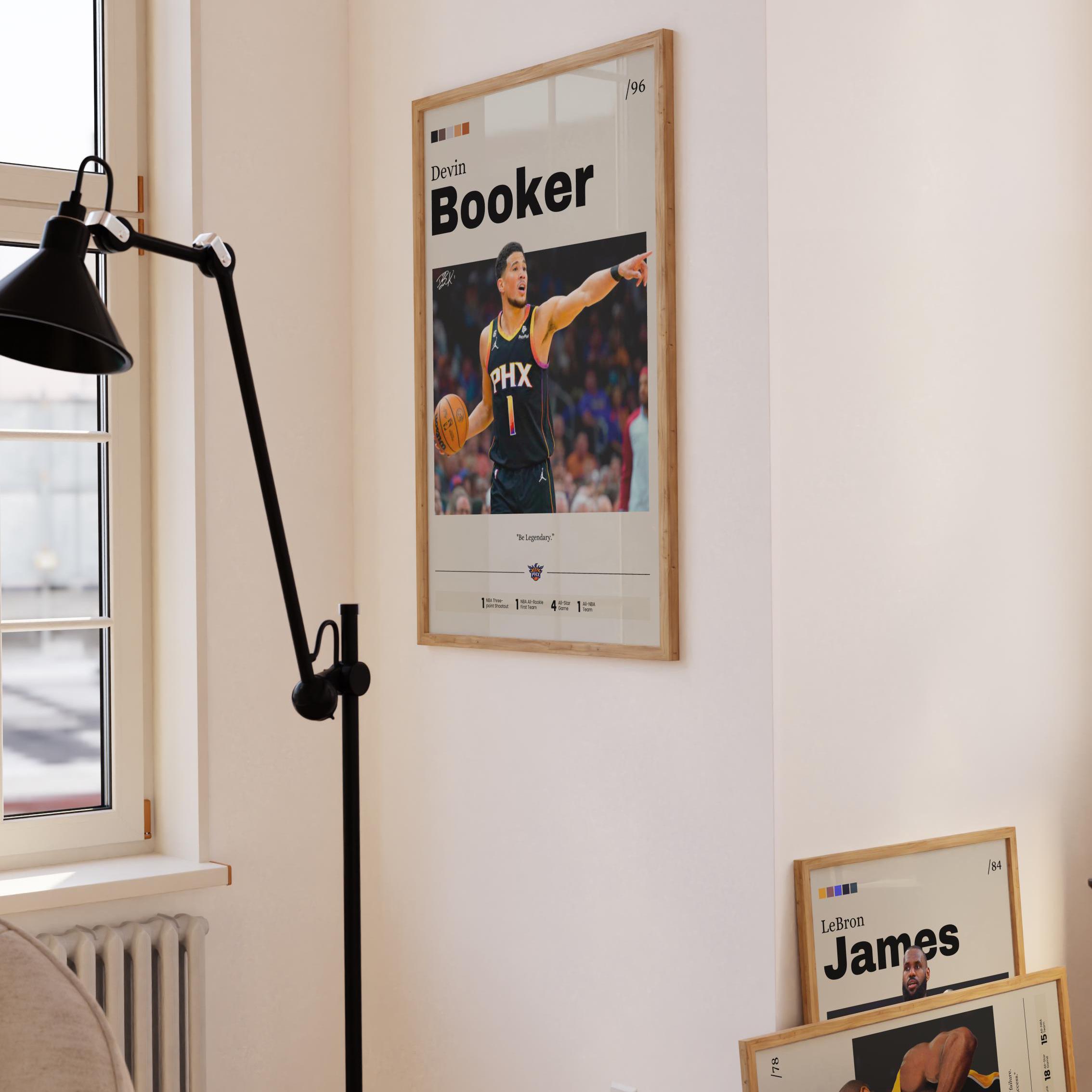 Devin Booker Basketball Poster, NBA Star Art Print, Sports Wall Decor ...