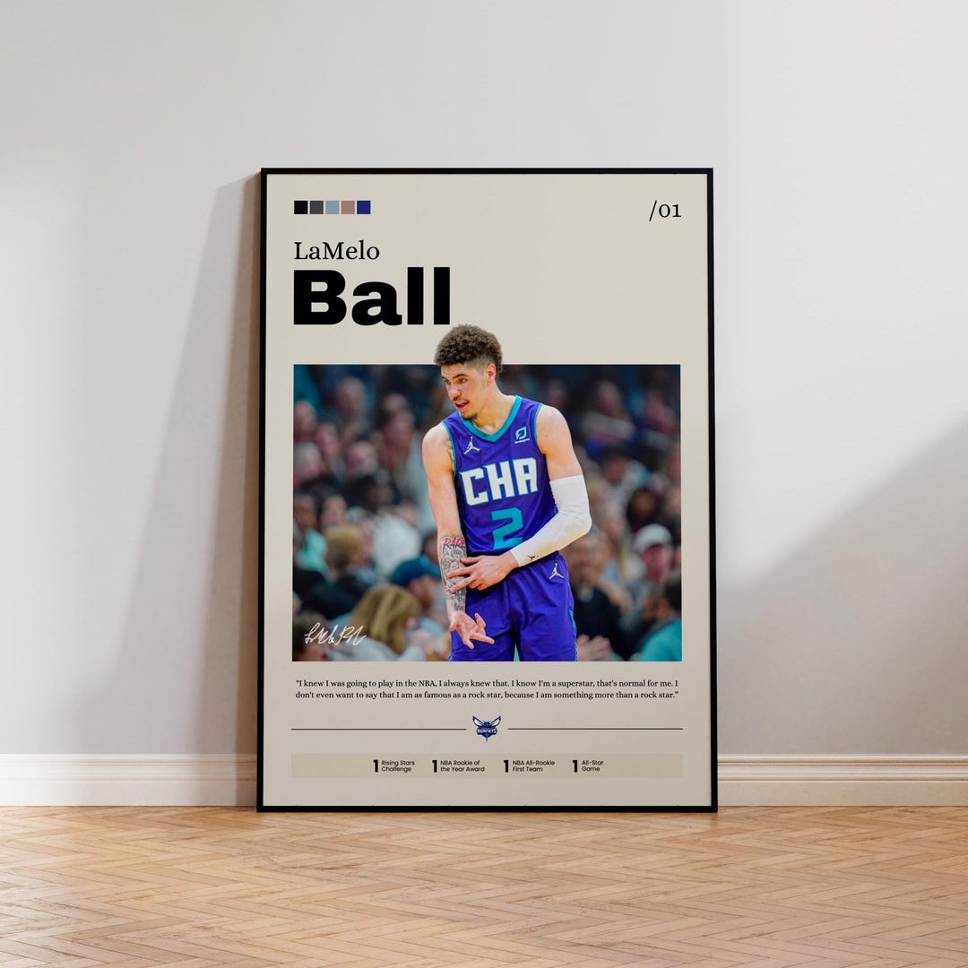 Lamelo Ball Basketball Poster, NBA Star Art Print, Sports Wall Decor ...
