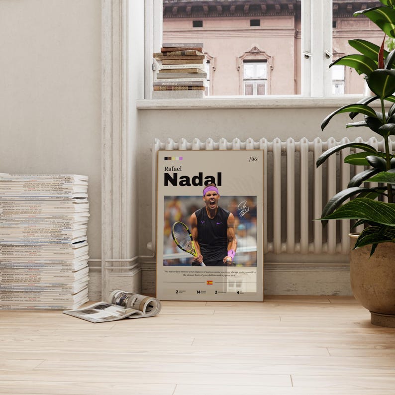 Rafael Nadal Poster, Tennis Print, Rafa Nadal Print Decor, Tennis Star ...
