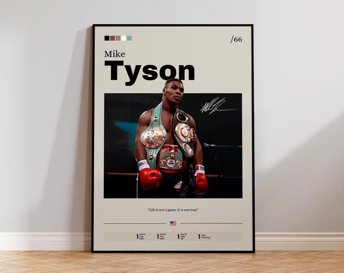 Mike Tyson Poster, Mike Tyson Print, Mike Tyson Wall Art, Boxing Poster ...