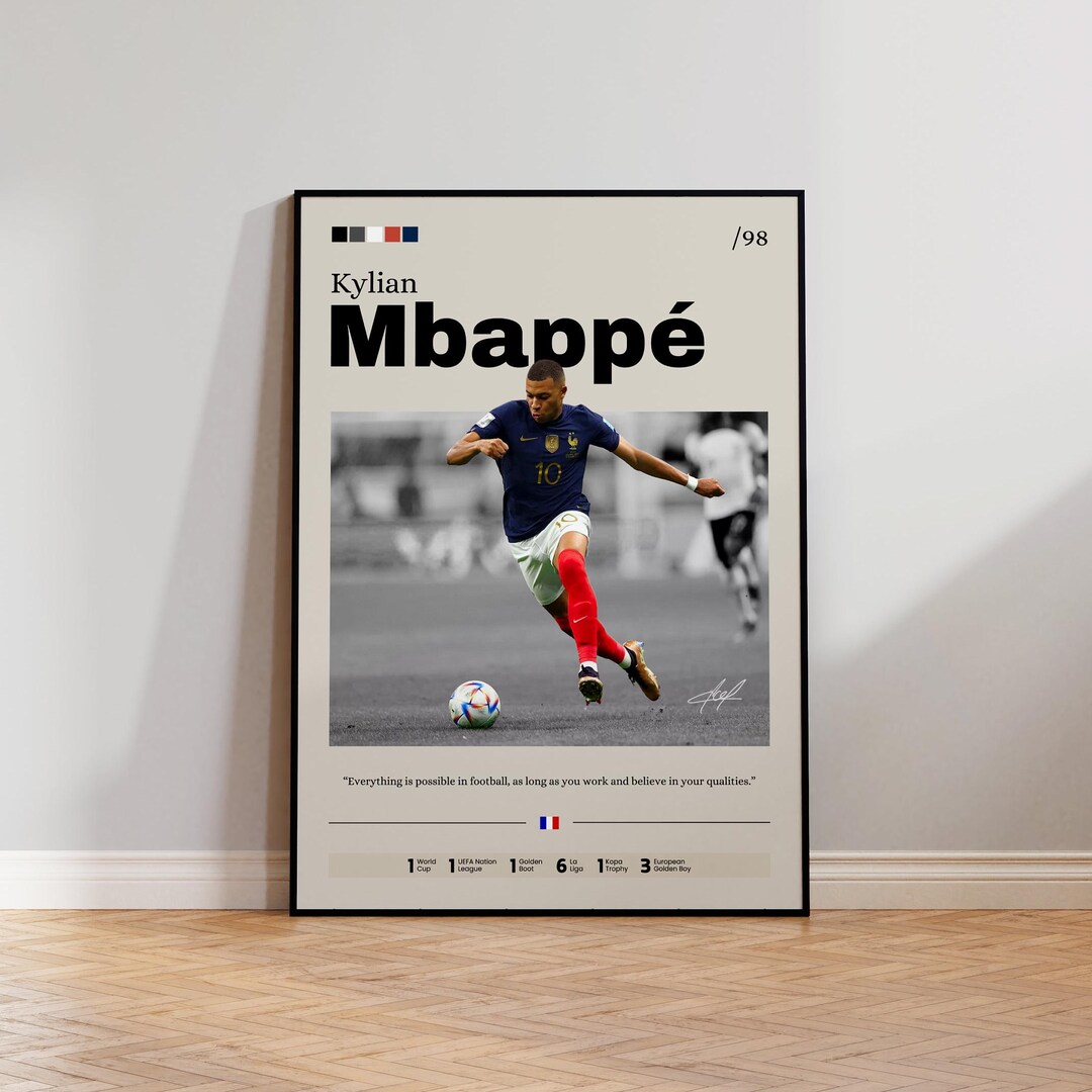 Kylian Mbappé Poster, Soccer Print, Mbappé Print Decor, Football Legend ...