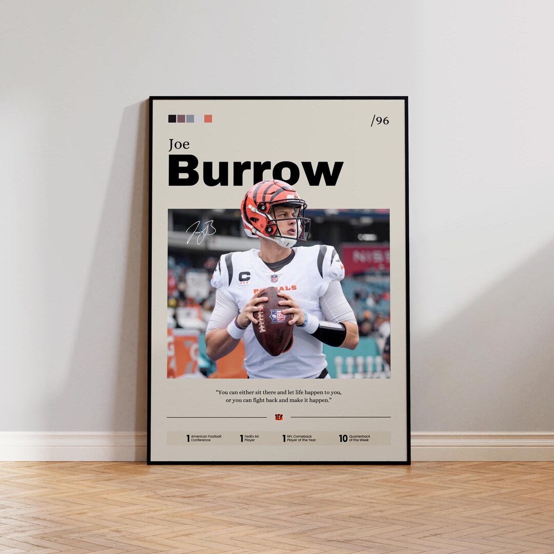 Joe Burrow Poster, Cincinnati Bengals Wall Art, NFL Print, Football Fan ...