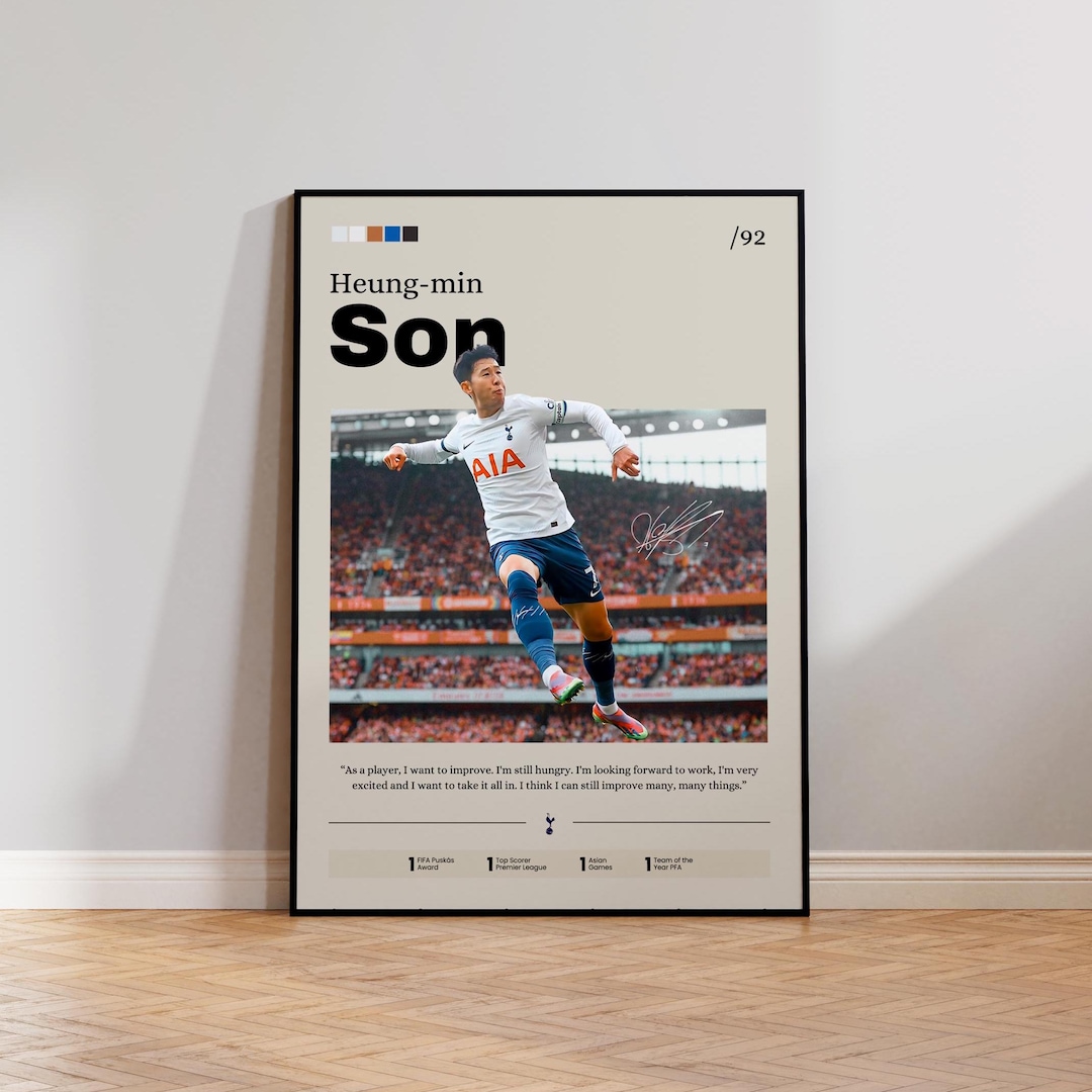 Heung-min Son Poster Art Print, Son Tottenham Soccer Wall Decor ...