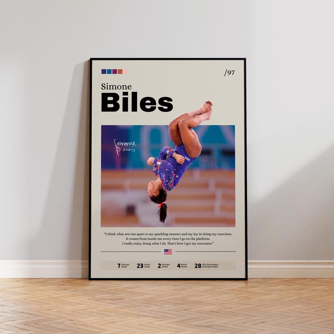 Simone Biles Poster Wall Art, Gymnastics Decor, Athletic Inspiration ...
