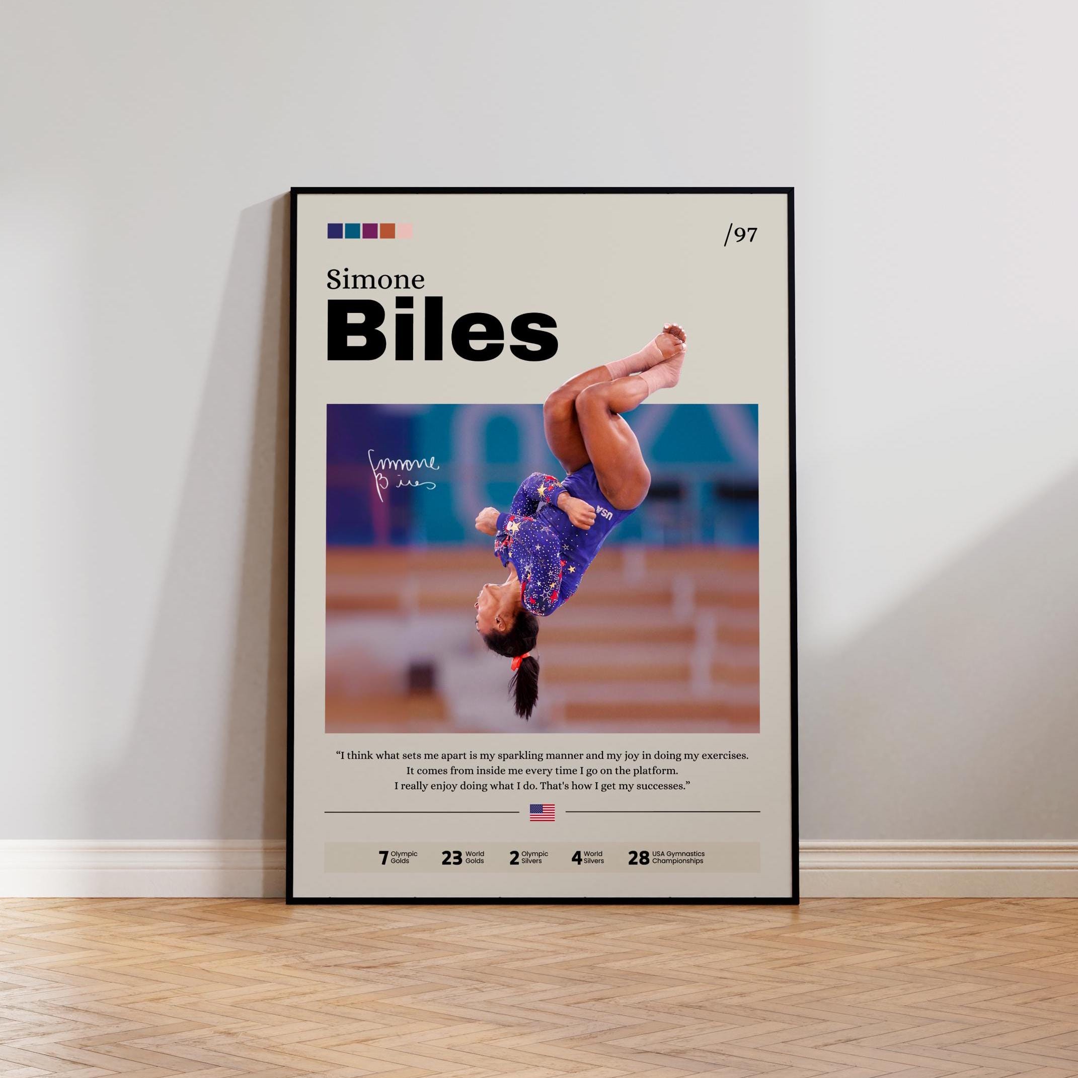Simone Biles Poster Wall Art, Gymnastics Decor, Athletic Inspiration ...