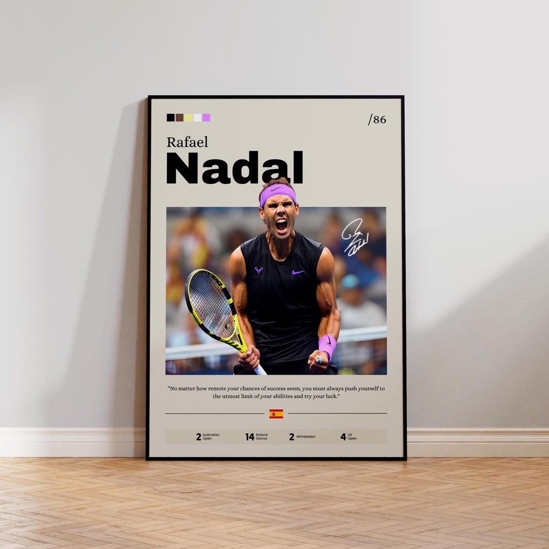 Rafael Nadal Poster, Tennis Print, Rafa Nadal Print Decor, Tennis Star ...
