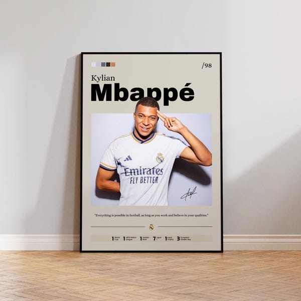 Kylian Mbappé Real Madrid Póster - Etsy