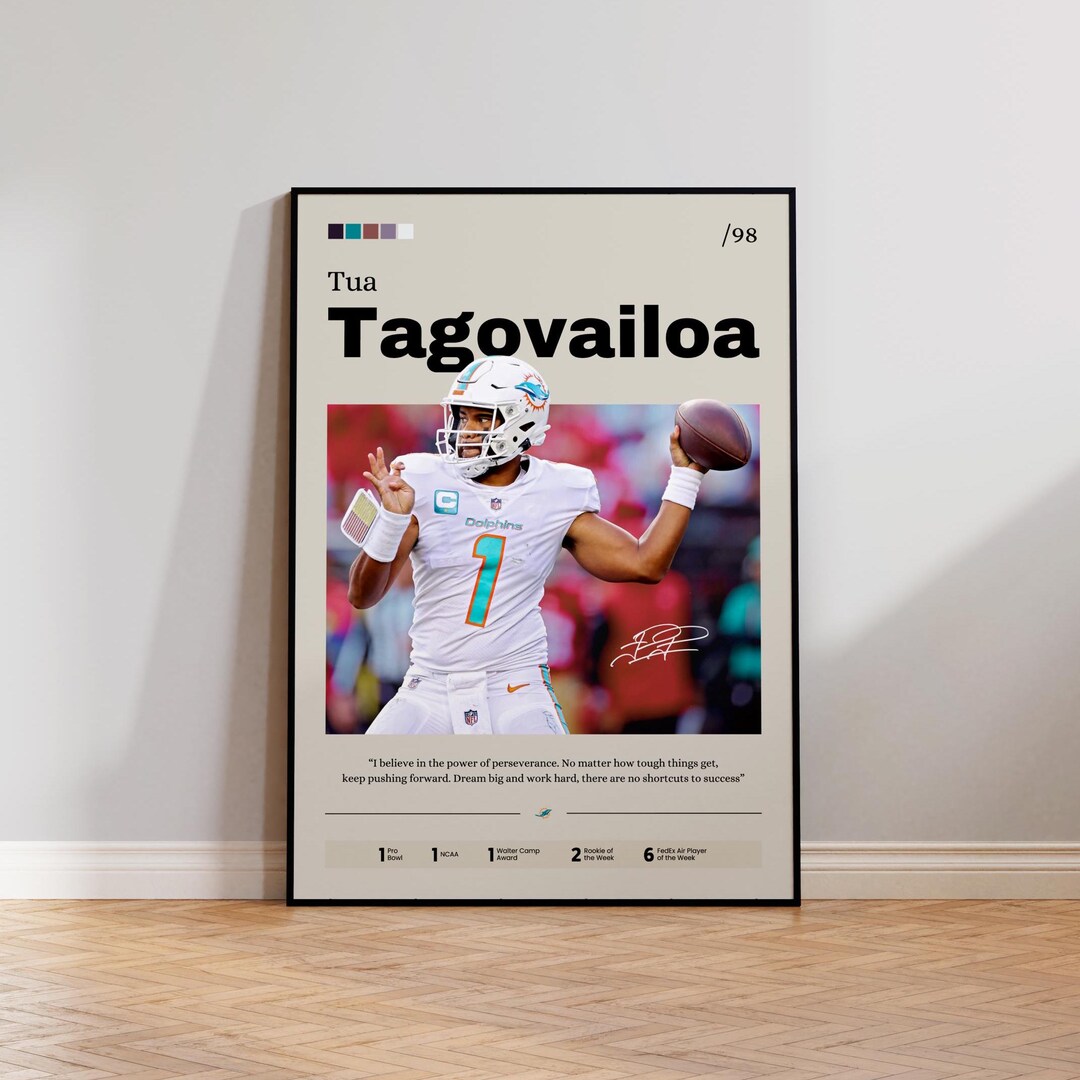 Tua Tagovailoa Poster, Tagovailoa Print Decor, Football Art, Sports Fan ...