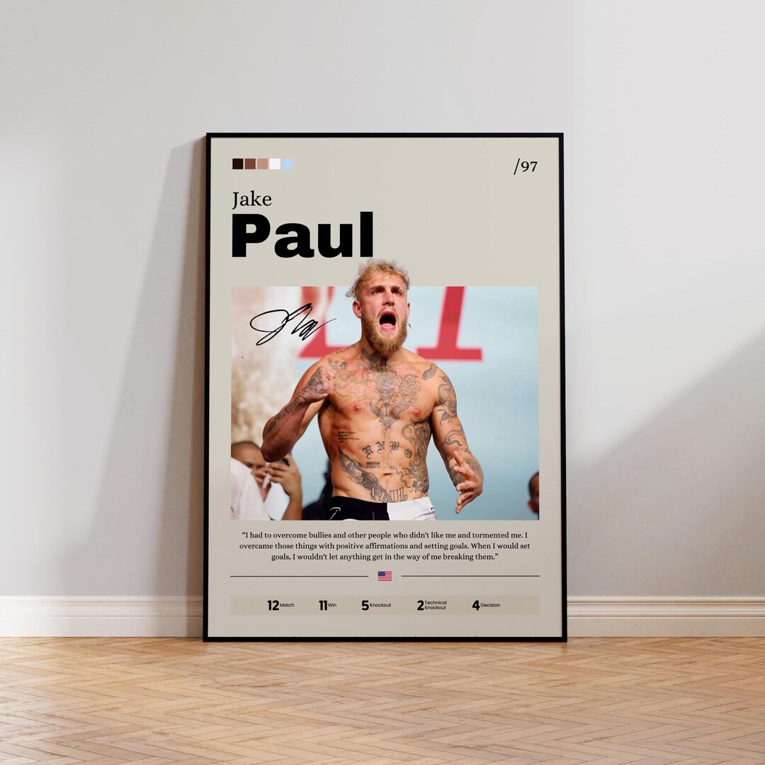 Jake Paul Poster, Boxing Wall Art, Jake Paul Print, Celebrity Boxing ...