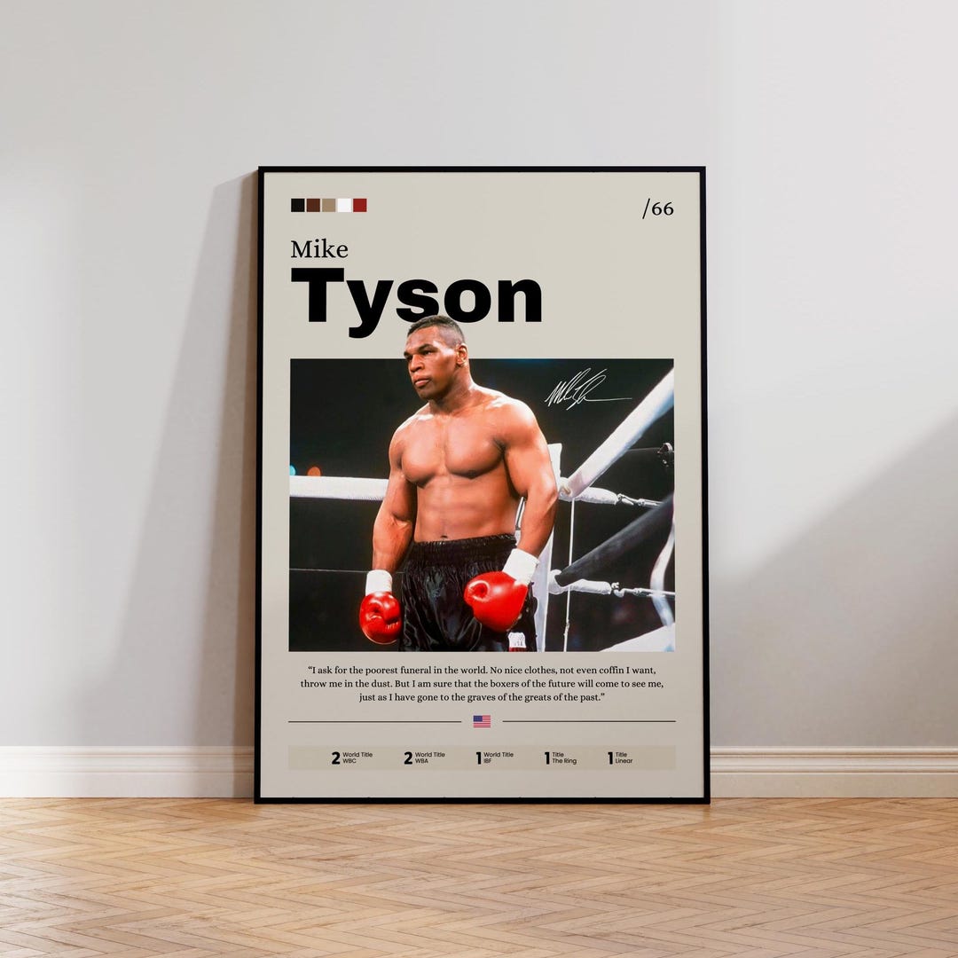 Mike Tyson Boxing Poster, Vintage Tyson Print, Wall Art, Retro Boxing ...