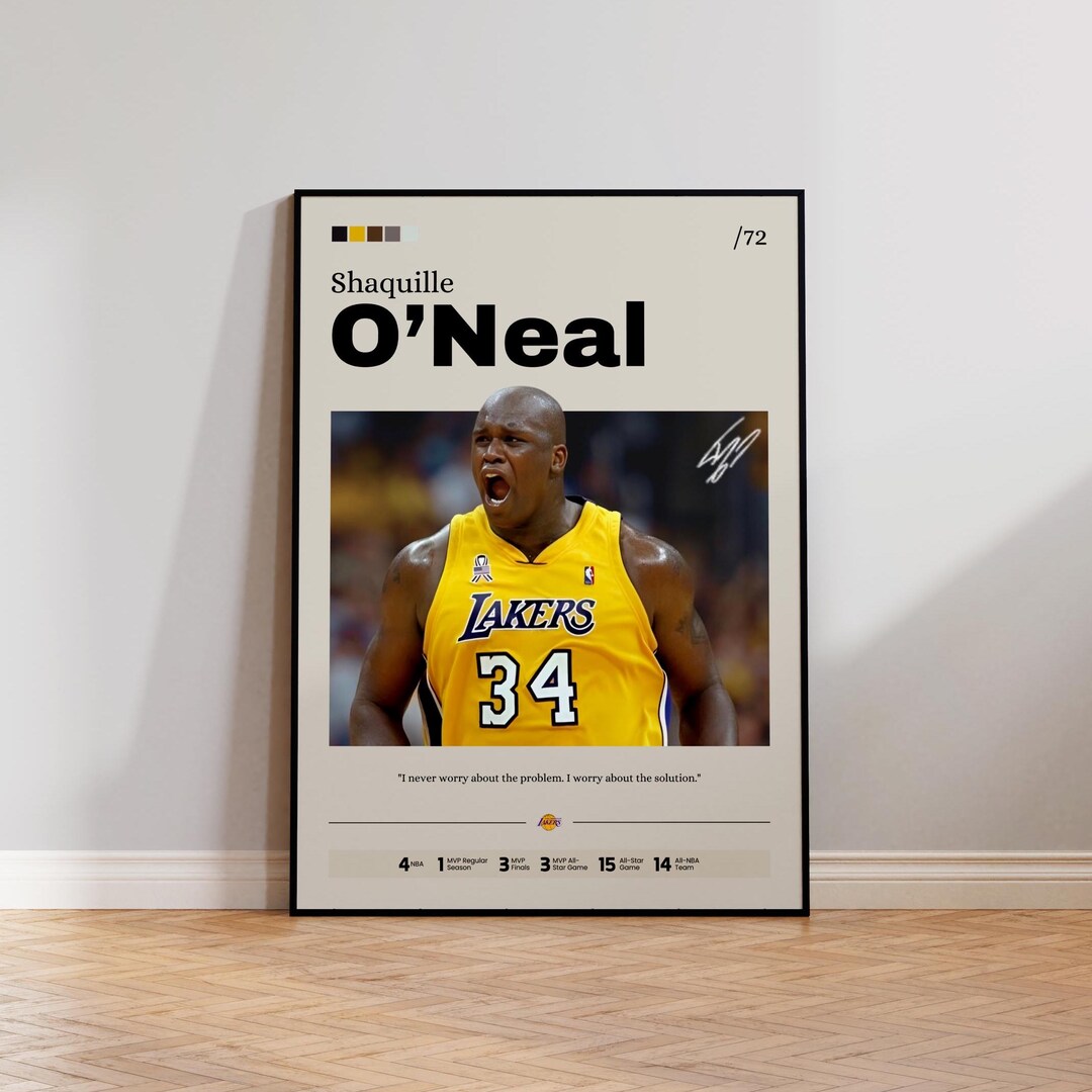Shaquille O'neal Poster, Basketball Wall Art, NBA Legend Print, Sports ...