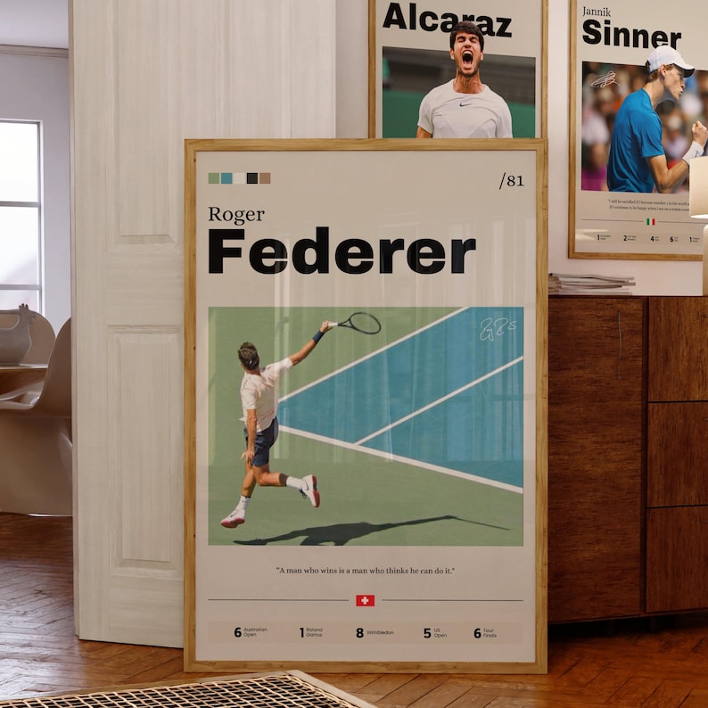 Roger Federer Poster, Tennis Print, Federer Print Decor, Tennis Legend ...