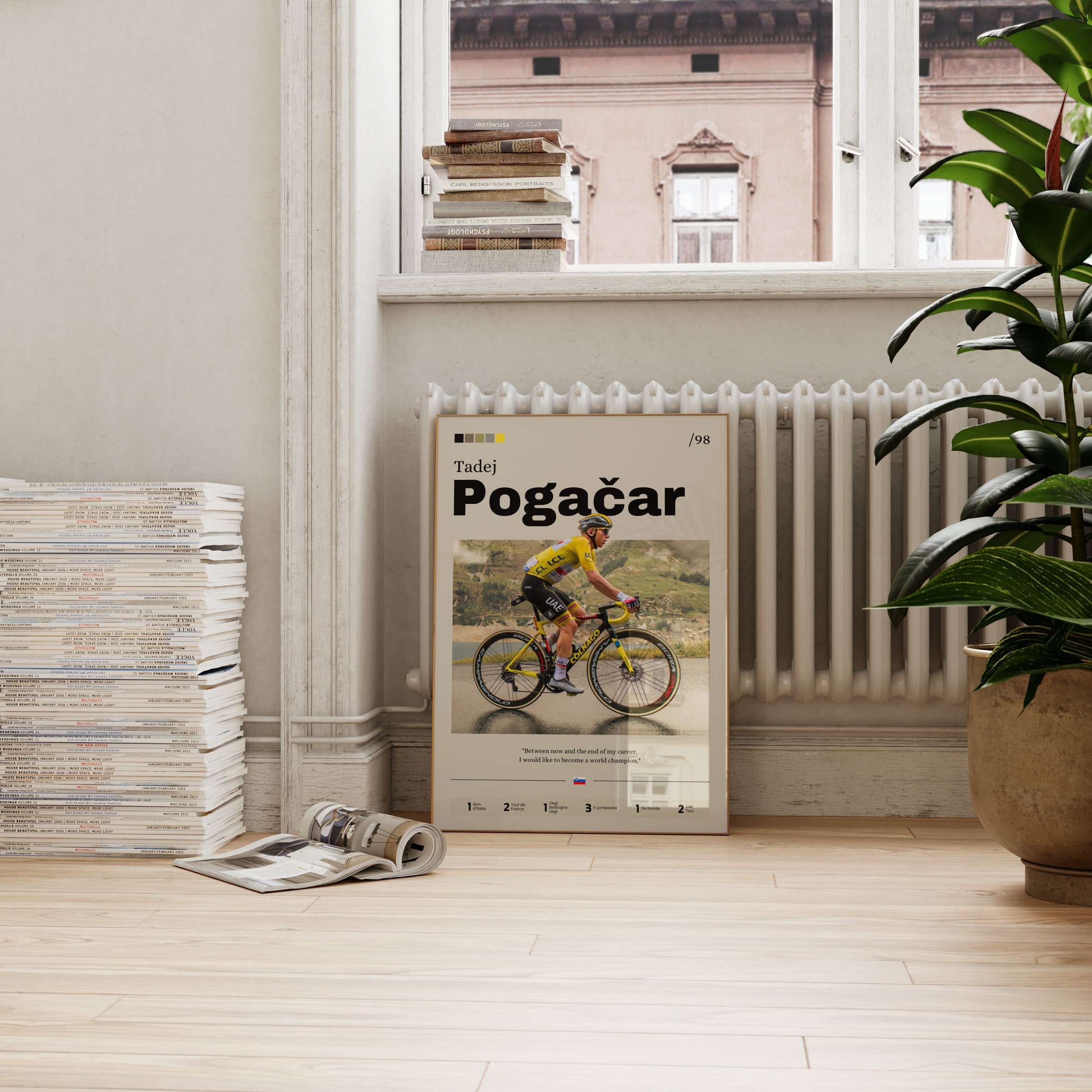Tadej Pogacar Poster Art Print, Cycling Champion Wall Decor, Tour De ...