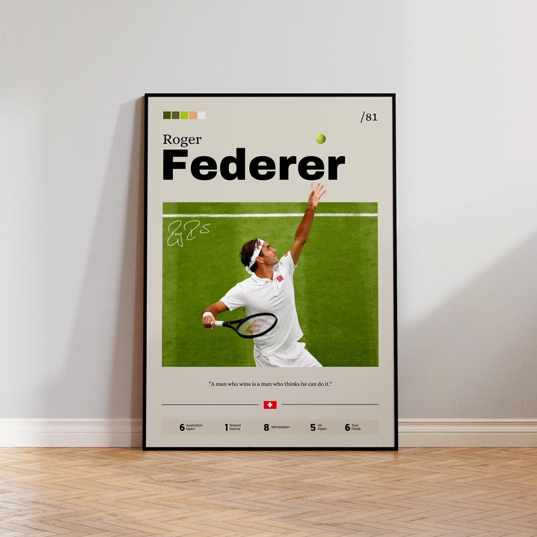 Roger Federer Poster, Tennis Print, Federer Print Decor, Tennis Legend ...