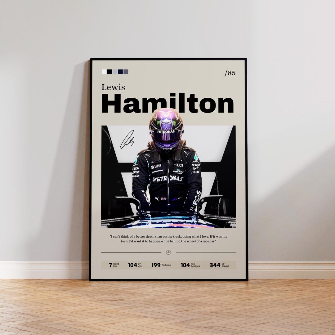 Lewis Hamilton Poster, Formula 1 Wall Art, F1 Racing Print, Motorsport ...