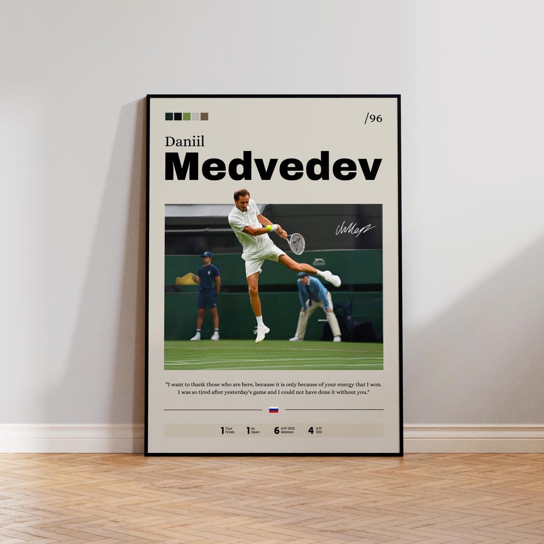 Daniil Medvedev Poster, Tennis Wall Art, Sports Decor, Athlete Print ...