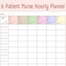 6 Patient Nurse Hourly Planner- Nurse Shift Planner- Day/night Shift ...