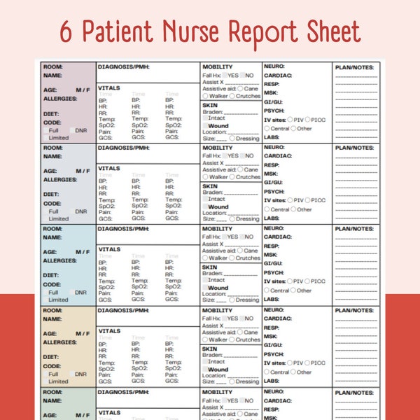 Nurse Shift Organizer Sheet - Etsy