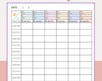 6 Patient Nurse Hourly Planner Nurse Shift Planner Day/night Shift ...