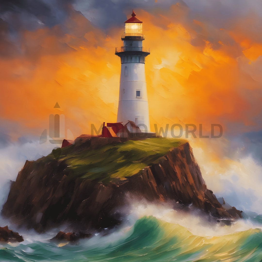 Lighthouse Poster Modern Digital Paper Printable Art All Sizes Digital ...