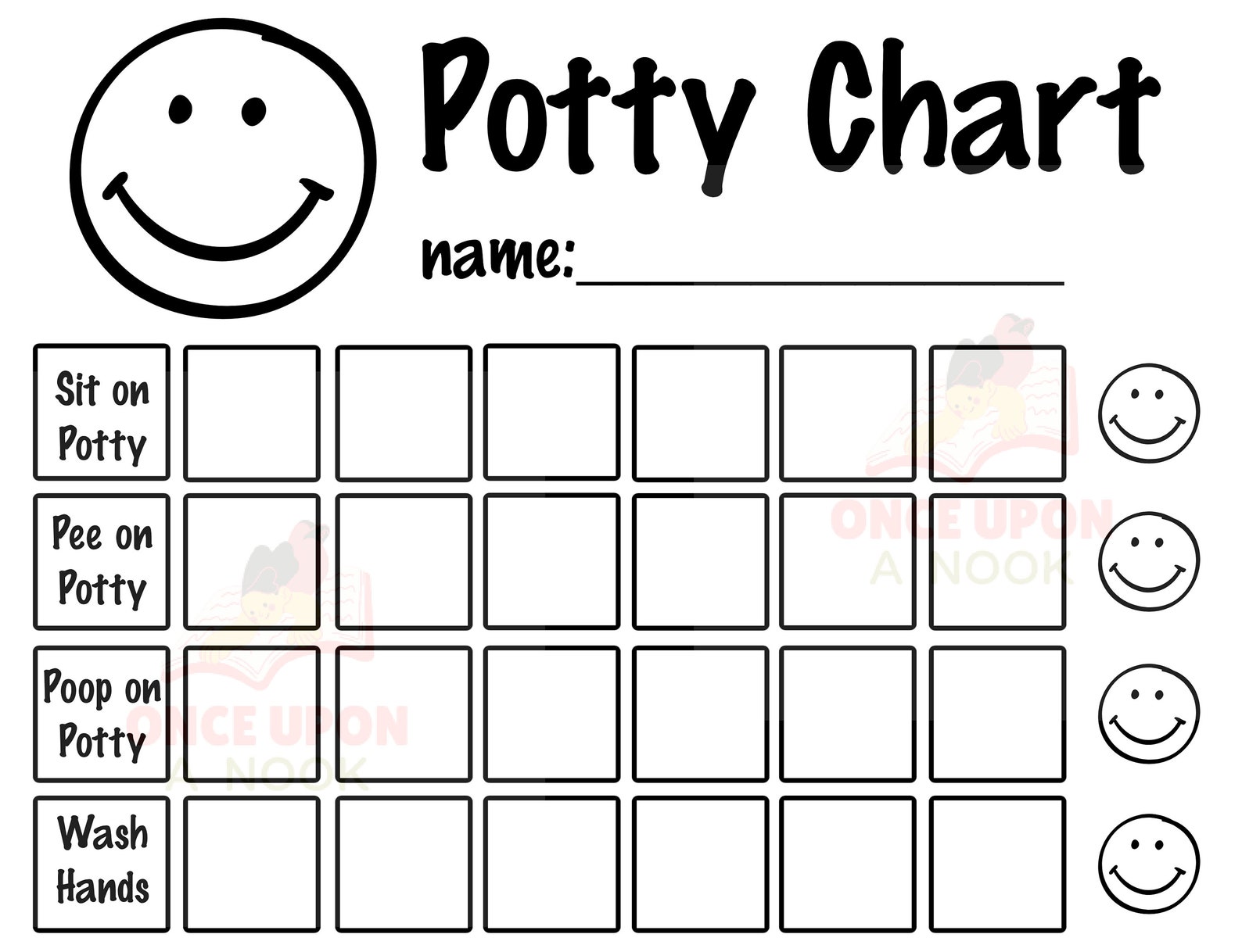Basic Potty Chart for Stickers - B&W for Cost-effective Printing - Etsy UK