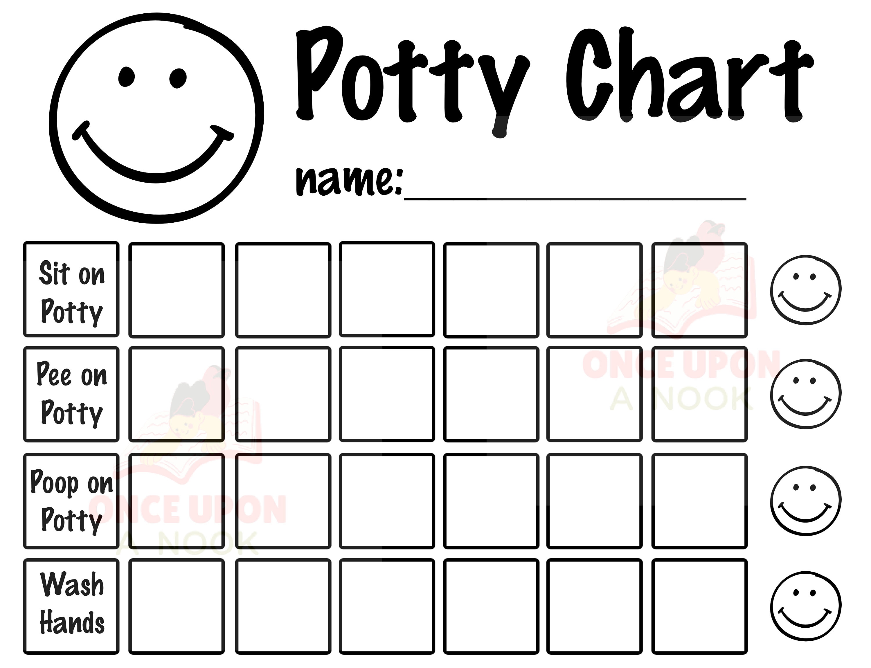 Basic Potty Chart for Stickers - B&W for Cost-effective Printing - Etsy