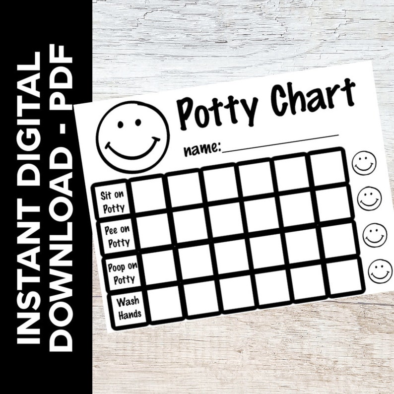 Basic Potty Chart for Stickers - B&W for Cost-effective Printing - Etsy UK