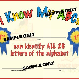 Abc's Award Certificate - Digital Download for Unlimited Prints - Etsy
