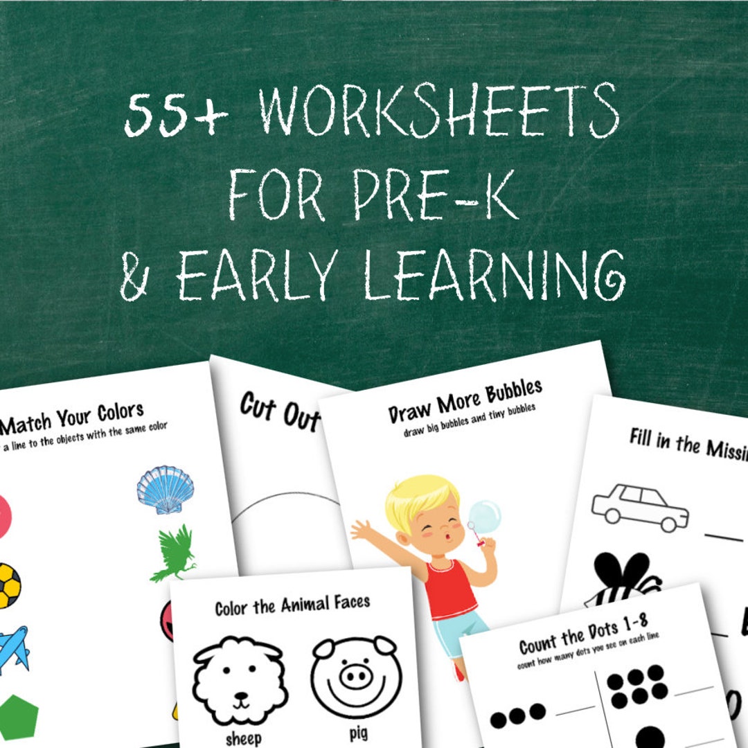 55+ Pre-school Worksheets - Learn Letters, Colors, Writing, Cutting ...