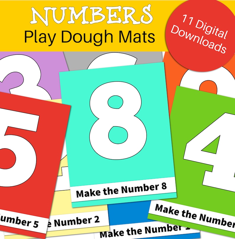 11 Printable Play-dough Mats With Numbers & Colors, Early-learning ...