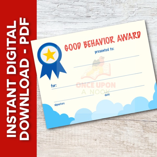 Good Behavior Certificate - Etsy