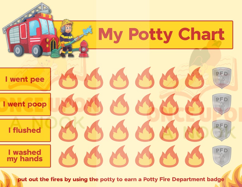 THREE Fire Truck Potty Reward Charts and Game Instant Download, Toddler ...