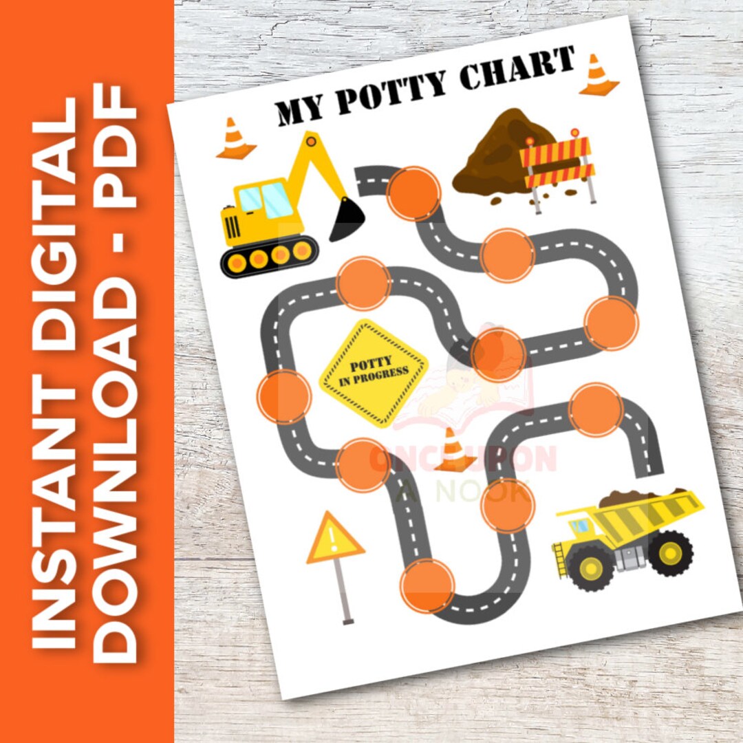 Construction Theme Potty Training Chart - Printable Reward System for ...