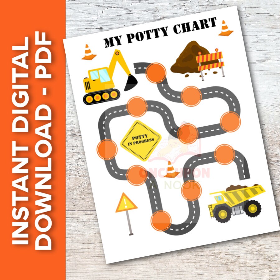 Construction Theme Potty Training Chart - Printable Reward System for ...