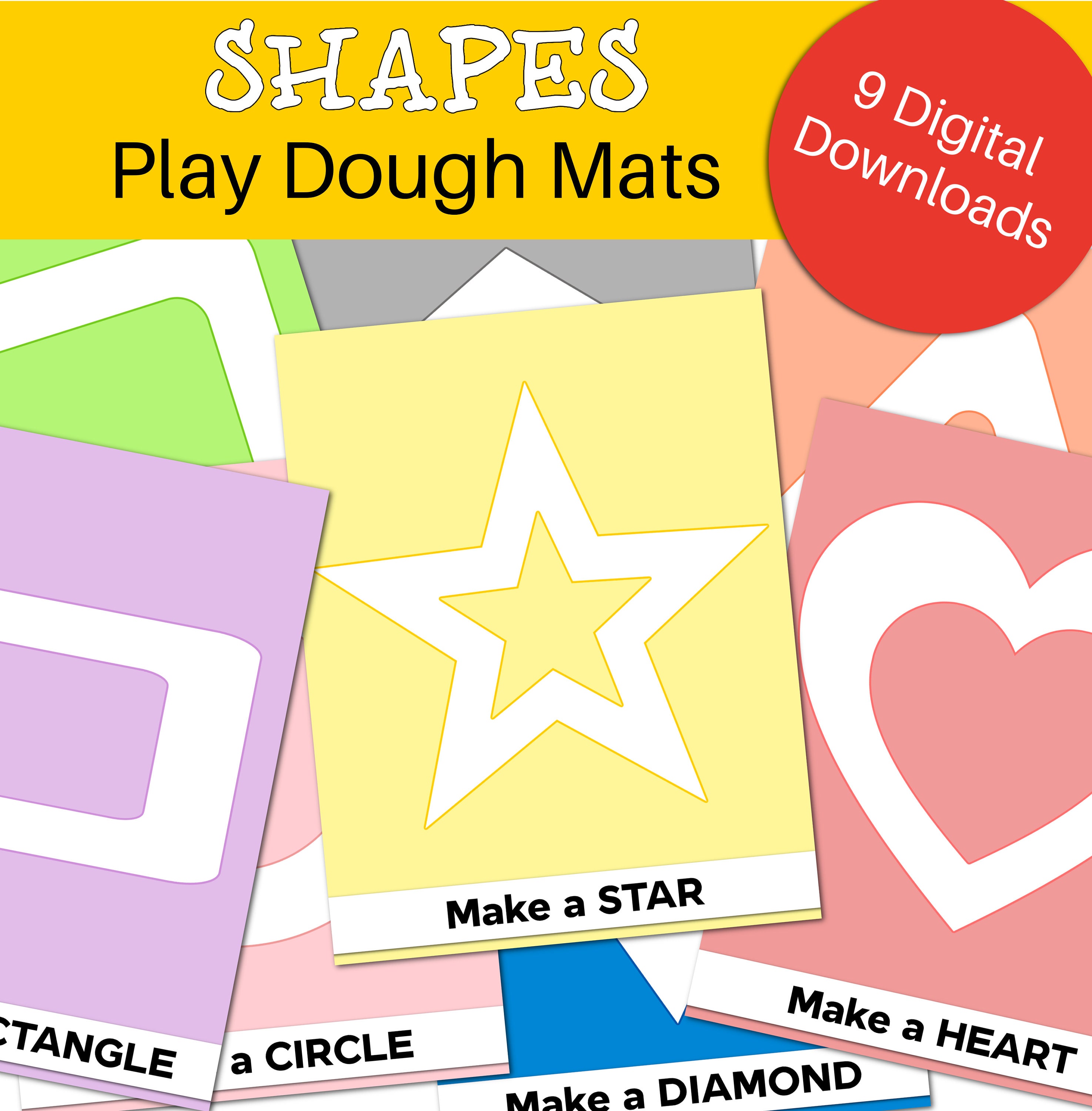 Printable Play-dough Mats With 9 Different Shapes & Colors, Learn ...