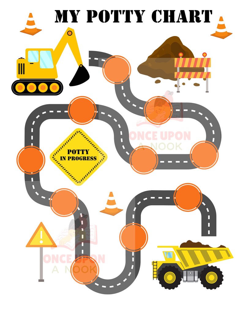 Construction Theme Potty Training Chart - Printable Reward System for ...