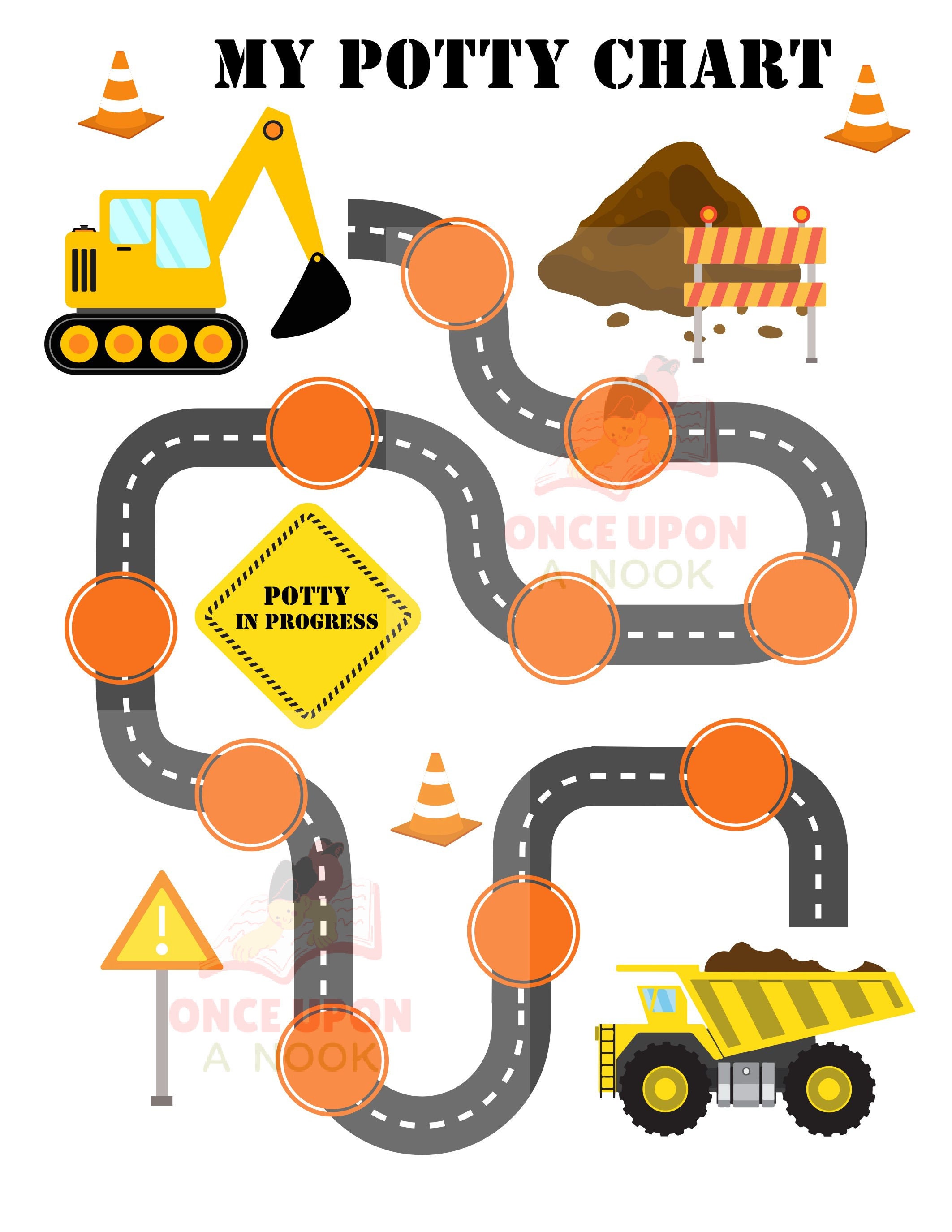 Construction Theme Potty Training Chart - Printable Reward System for ...