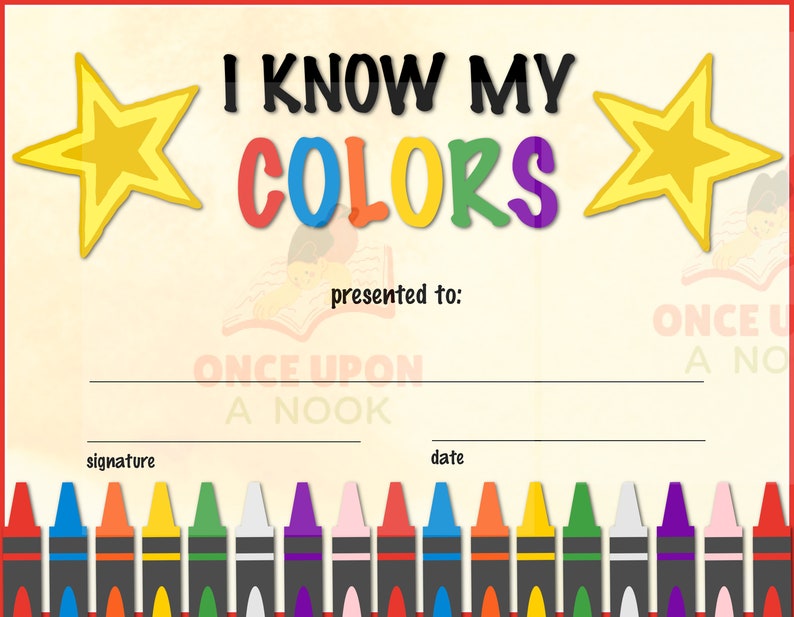 I Know My Colors Award Certificate - 2 Color Digital Downloads Included ...