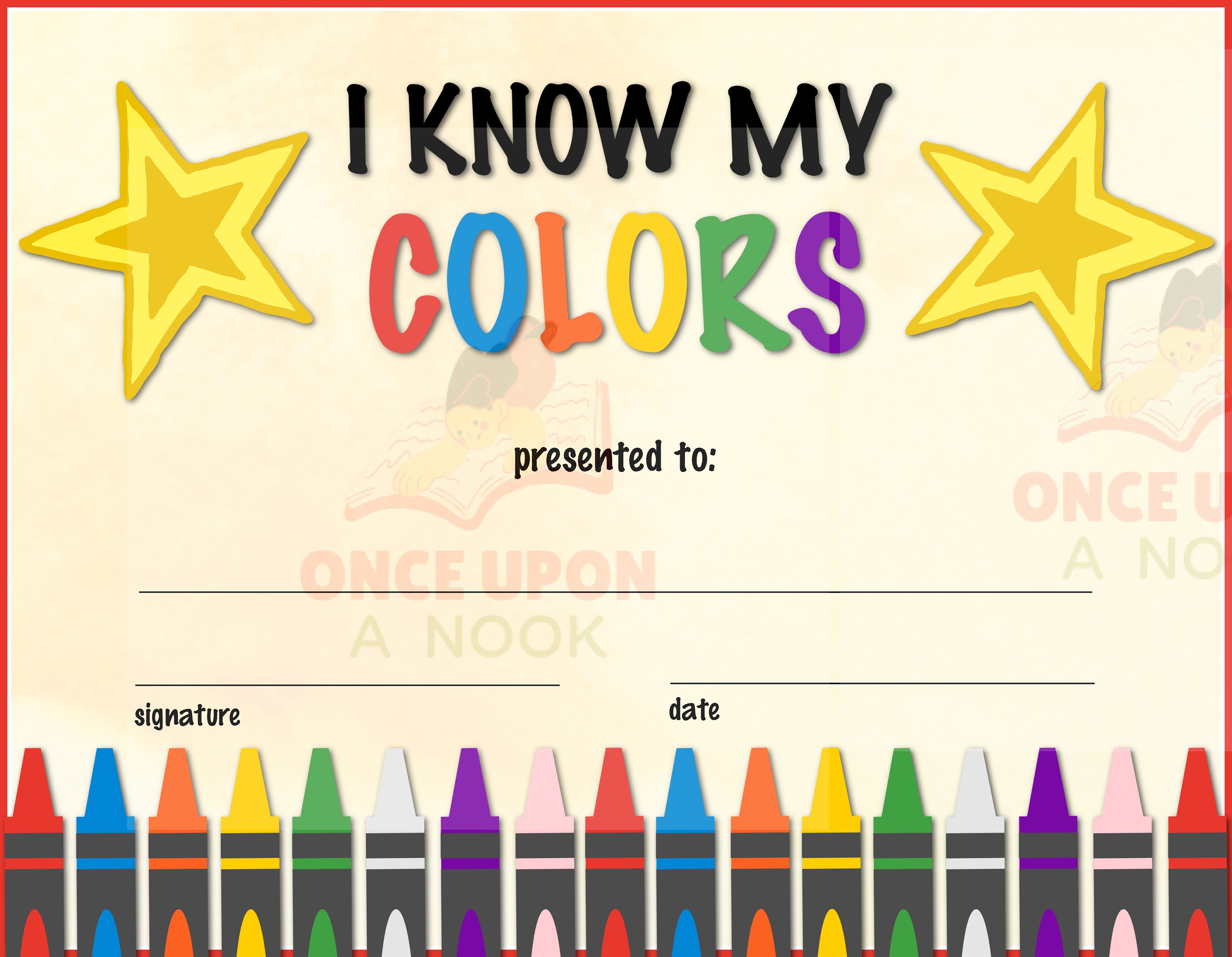 I Know My Colors Award Certificate - 2 Color Digital Downloads Included ...