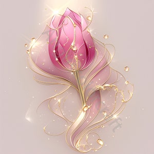 10 Whimsical Crystal Red Flower Clipart, Crystal Flower Clipart, High ...