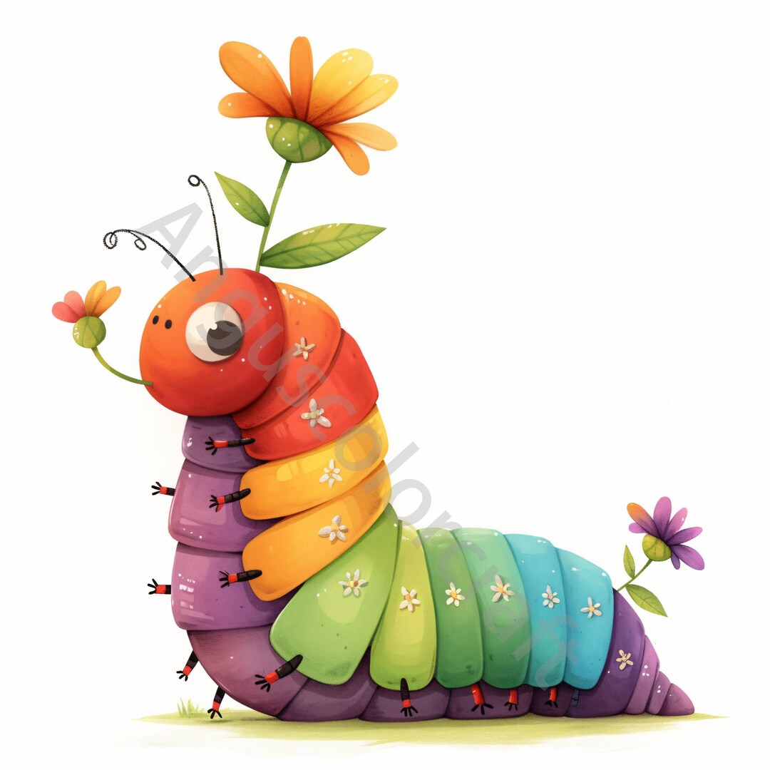 11 Jpgs Caterpillar Clipart, Commercial Use, Whimsical Ephemera ...