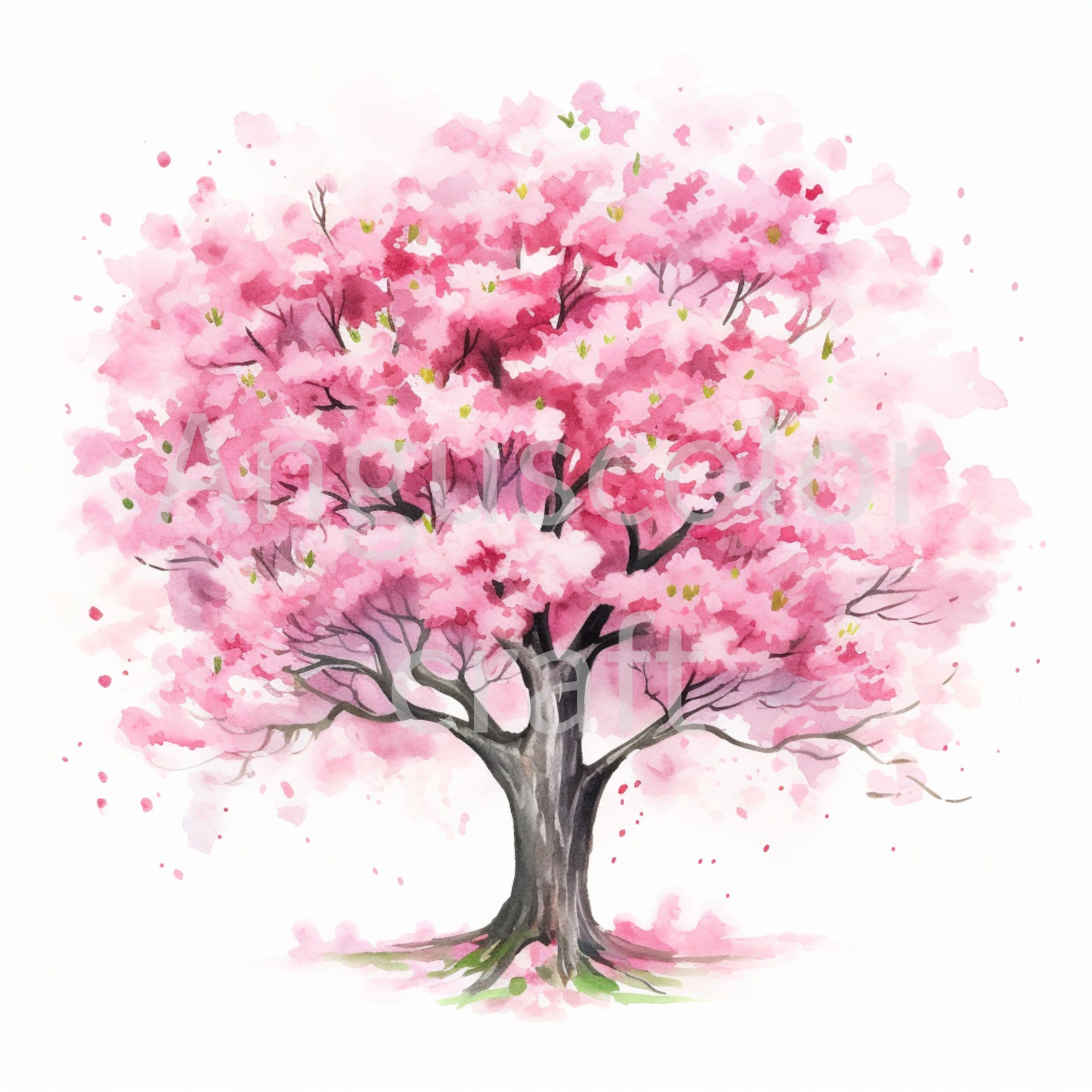 Watercolor Cherry Blossom Tree Clipart, Sakura, 15 High Quality Jpgs ...